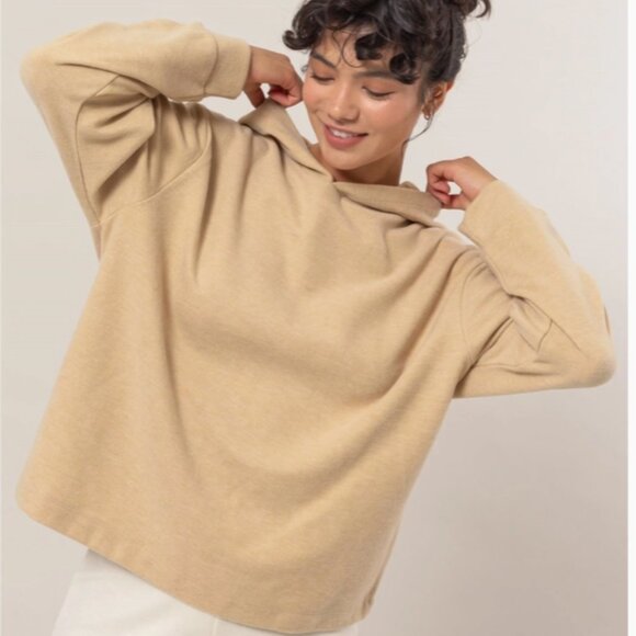 Double Zero | Tops | Double Zero Drop Shoulders Relax Hoodie Taupe ...